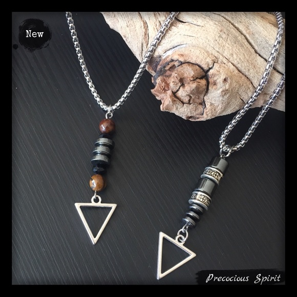 Accessories | Mens Beaded Small Triangle Pendant Necklace | Poshmark